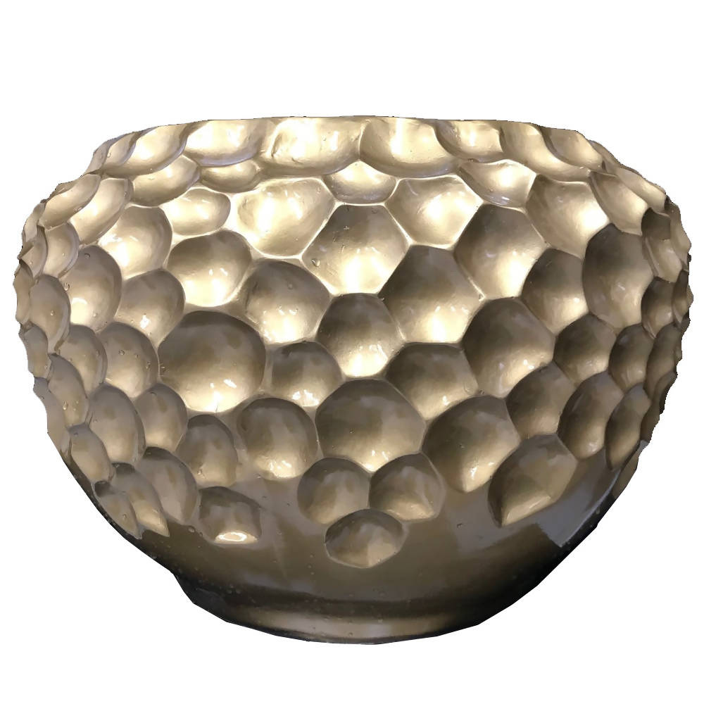 Pot Large Honey Comb Shiny Exquisite Gold Fiber - Woon Leng Nursery
