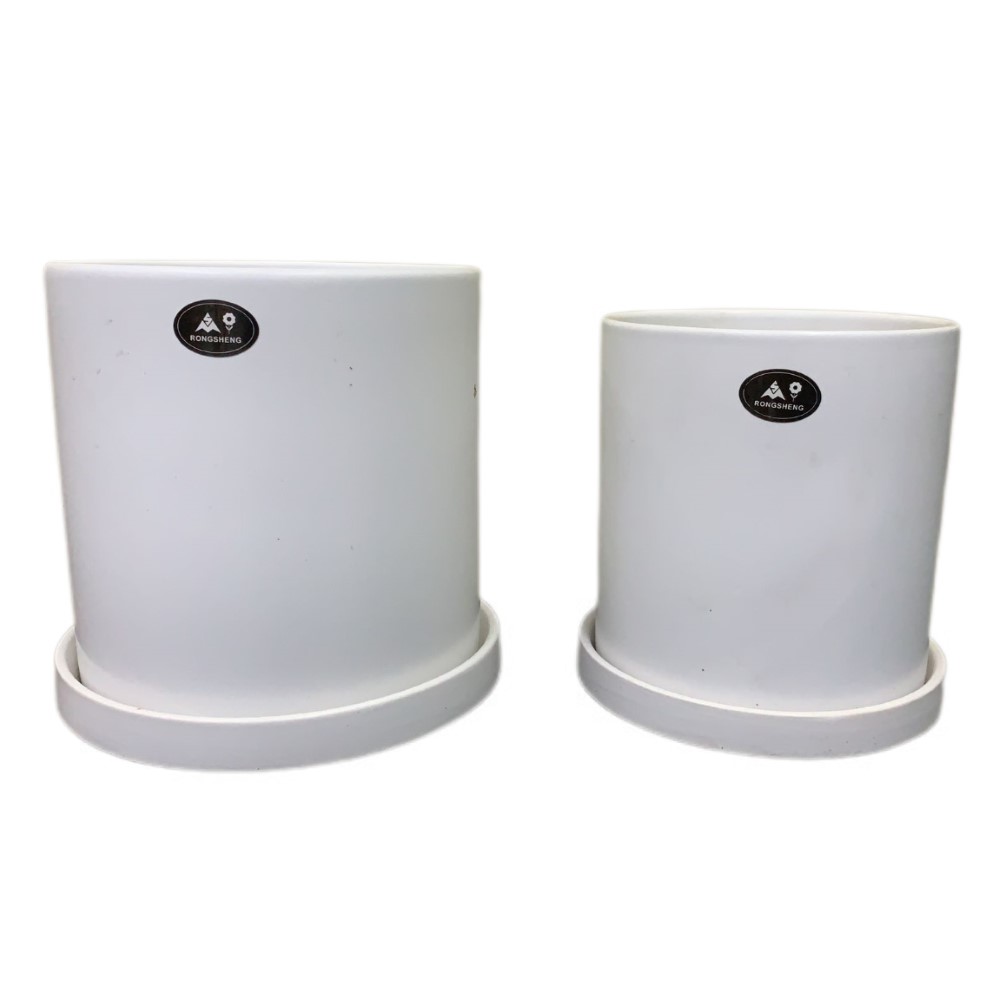 Pot Cylindrical Matt White - Woon Leng Nursery
