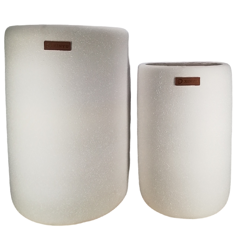 Pot Tall Cylindrical Matt White - Woon Leng Nursery