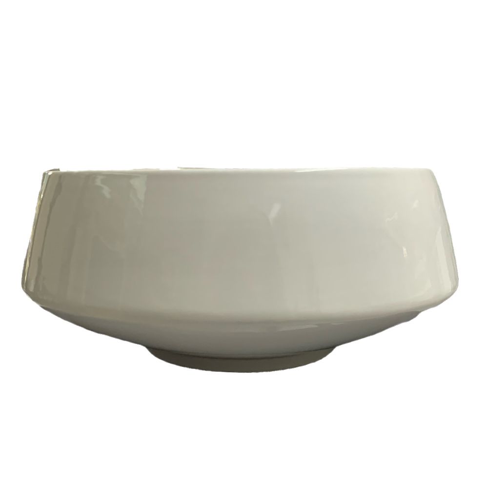 Simple White Low Pot - Woon Leng Nursery